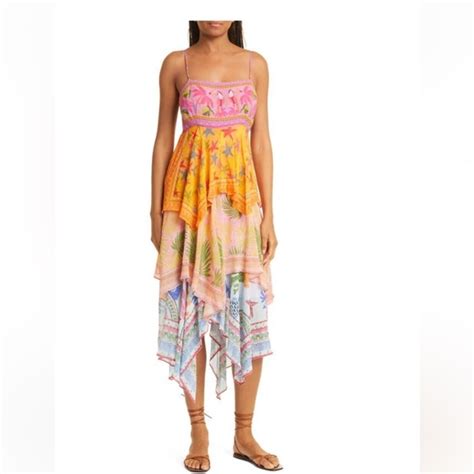 FARM Rio Dresses Farm Rio Mixed Scarves Tiered Layeredprinted Midi