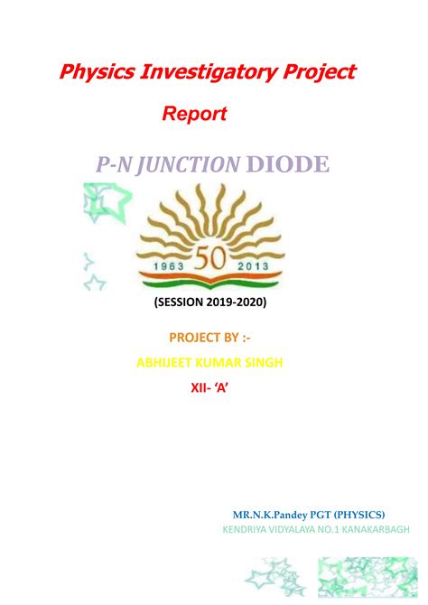 Pn Junction Diode Class 12 Investegatory Project Ppt Physics Science