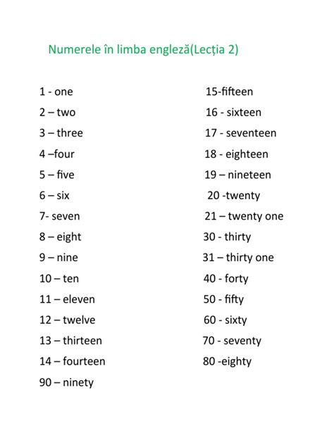 Numerele În Limba Engleză Pdf