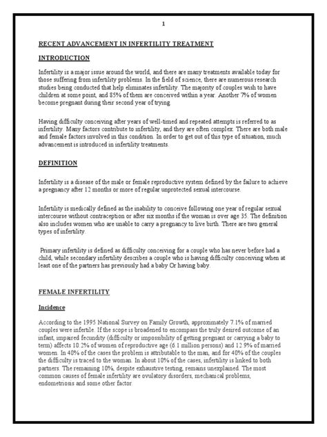 4 Recent Advancement In Infertility Treatment Pdf Infertility Ovary