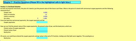 Solved Practice 7 1 Find Bond Valuation As With Any