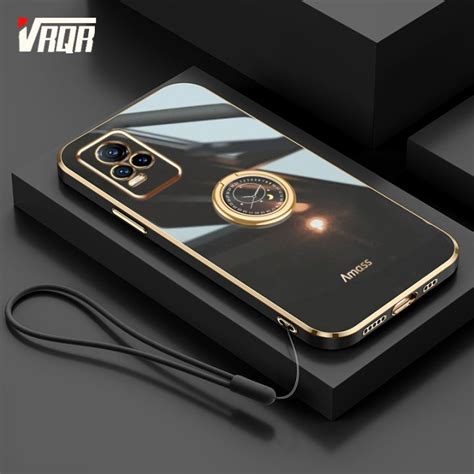 VRQR Soft Cover For Vivo V E G Back Cover With Ring Clock Holder Plating Cases With Free