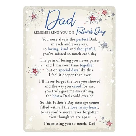Loving Memory Open Graveside Memorial Card Dad Remembering You On