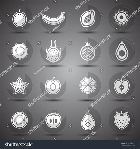 Collection Fruits Set Hand Drawn Vectorillustration Stock Vector