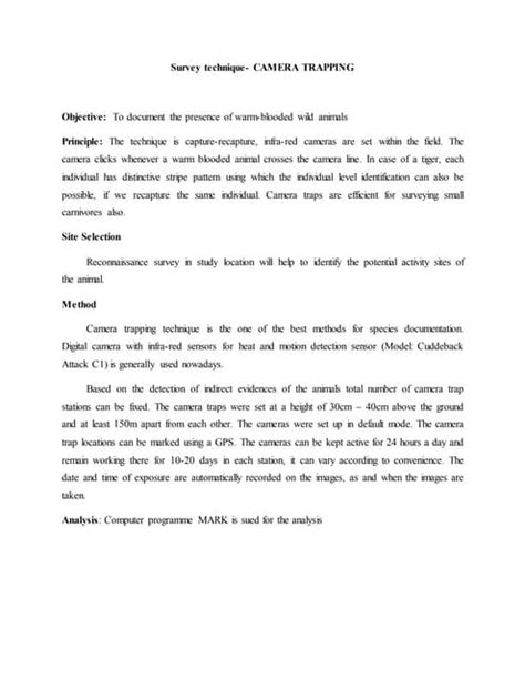 Camera Trapping Wildlife Biology Docx