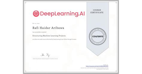 Completion Certificate For Structuring Machine Learning Projects Rafi Haidar Aribawa