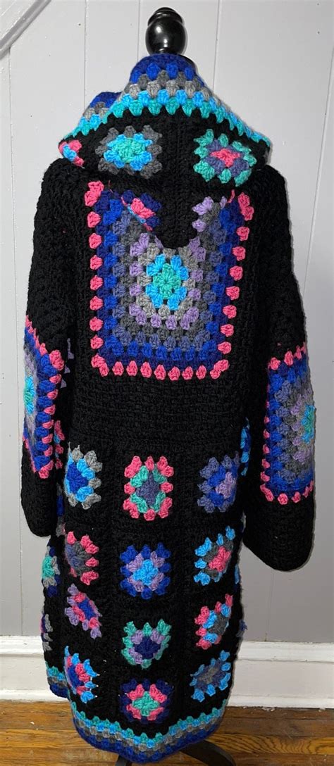 Black Granny Square Duster Etsy