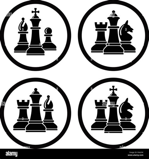 Vector Chess Piece Set Icons For Logo Design Made Of Pawn Rook Knight