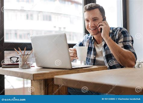 Diligent Productive Man Discussing Details Of The Project Stock Image Image Of Creative