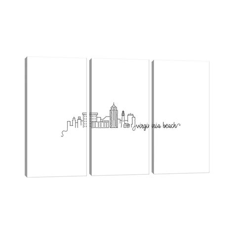 Icanvas Virginia Beach Skyline By Kharin Hanes 3 Piece Wall Art Set