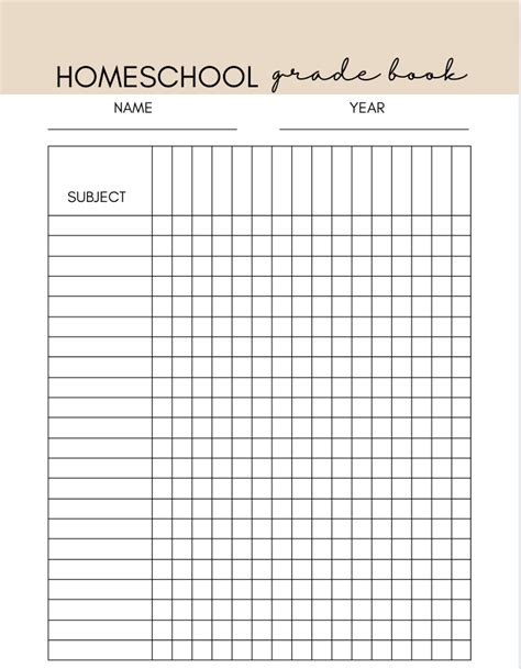 Homeschool Gradebook Free Printable
