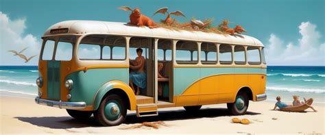 1960 Bus Wagon In Beach Fantasy Art Stable Diffusion Online