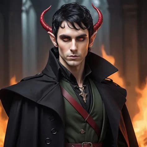 Elf Male With Horns And Black Hair With Red Highligh