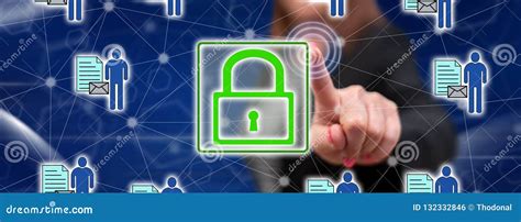 Woman Touching A Personal Data Security Concept Stock Photo Image Of