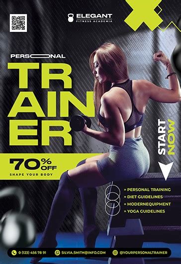 Black Dark Personal Trainer Premium Flyer Template Psd By Elegantflyer