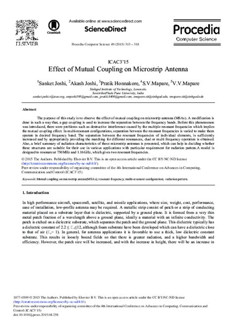 Pdf Effect Of Mutual Coupling On Microstrip Antenna