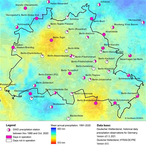 Long Term Mean Precipitation Distribution 1991 2020 Berlin De