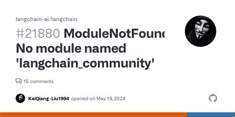 Modulenotfounderror No Module Named Langchaincommunity · Issue