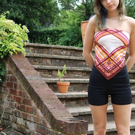 Strapless Scarf Top Bandanna Fire Tones Depop