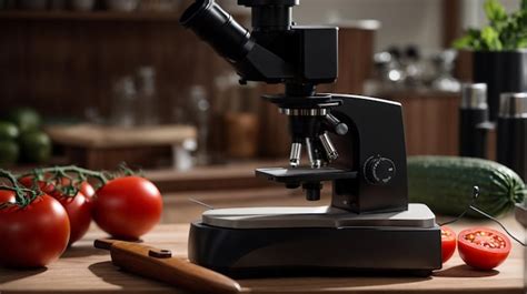 Premium Photo Close Up Of Laboratory Optical Microscope Rope Tomatoes
