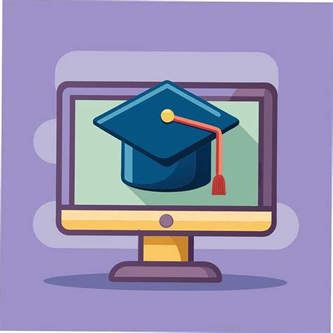 Premium Photo Computer Monitor Display And Graduation Cap Online Education Elearning Online