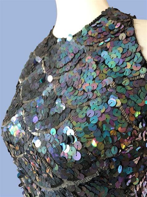 Vintage Iridescent Mermaid Scale Sequin And Beaded Sl… Gem