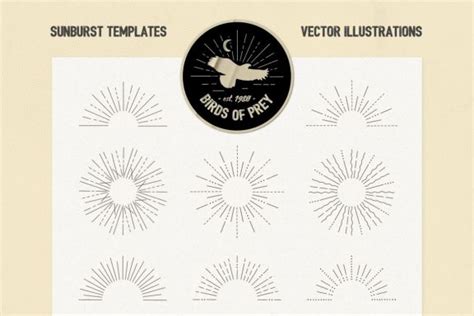 Vintage Glory Sunburst Vector Set Deeezy