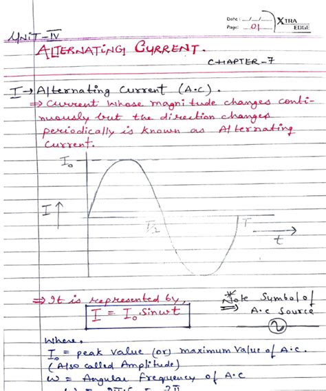 Ch 7 Alternating Current Physics Handwritten Notes [pdf]