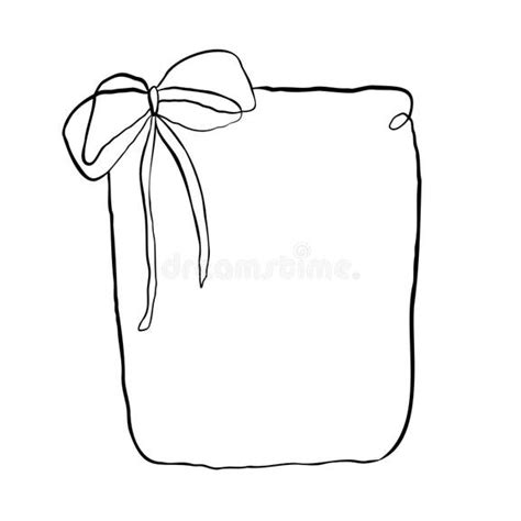 Whimsical Rectangular Border Frame With Bow Ribbon Hand Drawn Scribble