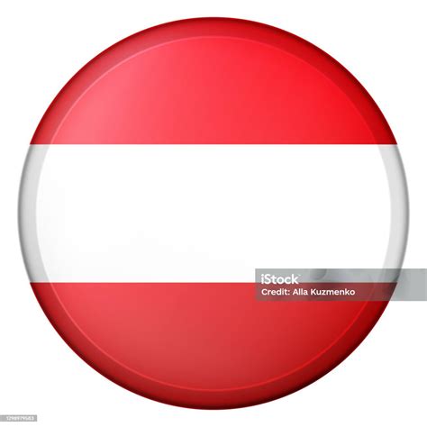 오스트리아의 국기와 유리 빛 공 둥근 구 템플릿 아이콘 오스트리아 국가 상징 흰색 배경에 강조 표시된 광택 사실적 공 3d 추상 벡터 일러스트레이션 큰 거품 3차원 형태에
