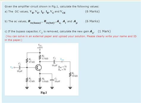 Solved Given The Amplifier Circuit Shown In Fig Calculate Chegg
