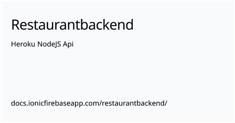 Heroku Nodejs Api Restaurantbackend