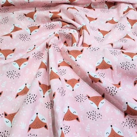 Tricoline Estampado Raposa Raposinha Rosa Patchwork 100 Algodão 0 50m