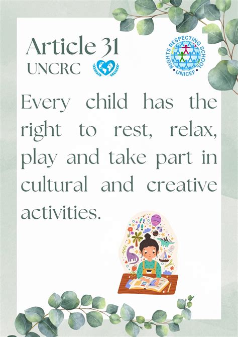 Article 31 Rrs Rights Respecting School Uncrc Class Charter Unicef