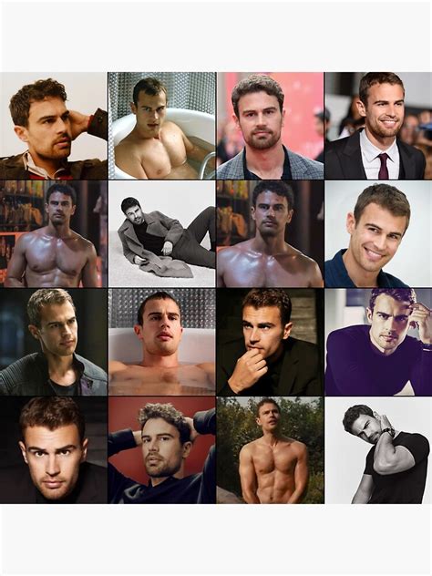 Theo James Actor Shirtless Square Assorted Photo Collage Montage 2 Sticker For Sale By