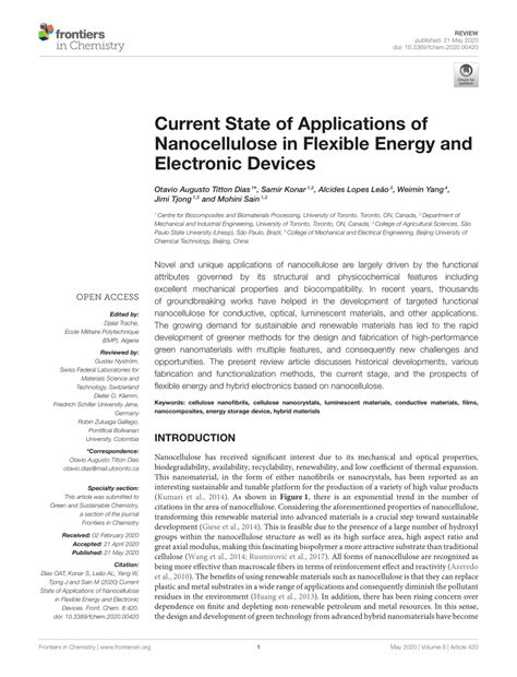 Pdf Current State Of Applications Of Nanocellulose In Flexible Energy And Electronic Devices
