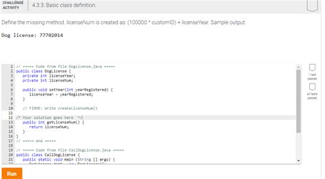 Solved Ca433 Basic Class Definition Define The Missing