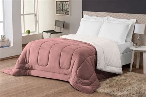 Coberdrom Sherpa Casal Queen Edredom Pele De Carneiro Cor Rose Frete grátis