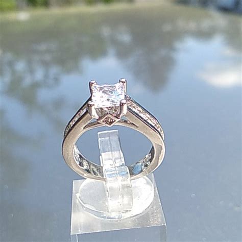 Princess Cut White Sapphire Engagement Ring Gem