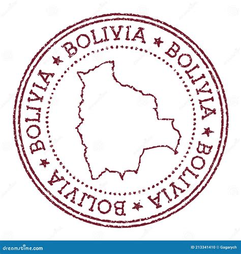 Bolivia Round Rubber Stamp With Country Map Stock Vector