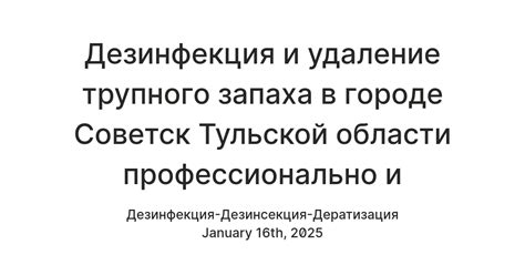 Дезинфекция и удаление трупного запаха в городе Советск Тульской