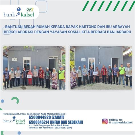 UPZ Bank Kalssl Bantu Bedah Rumah Keluarga Pra Sejahtera Mata Banua Online
