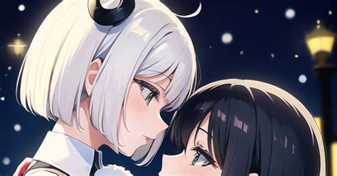 Ai 白色短髪沢松ひるね、黒髪短髪女子へ「貴女、無理しないで。」 日向あすかのイラスト Pixiv