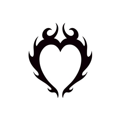 Heart Love Symbol Logo On White Background Tribal Stencil Tattoo