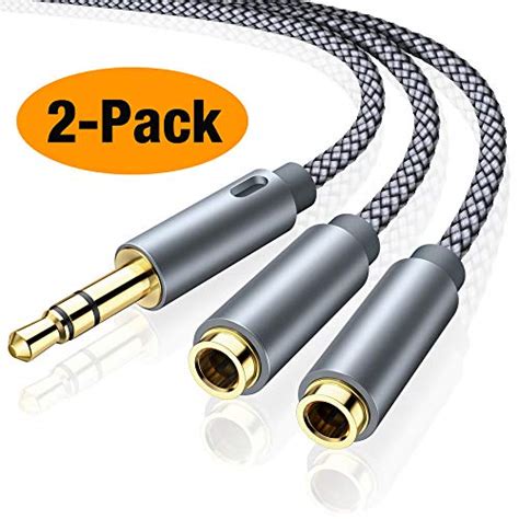 Headphone Splitter Oldbabetech 3 5mm Stereo Audio Splitter 2 Pack Hi Fi Sound Nylon Braided