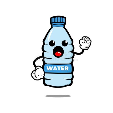 Cute Bottle Cartoon Character Mineral Water Mascot Stock Vector