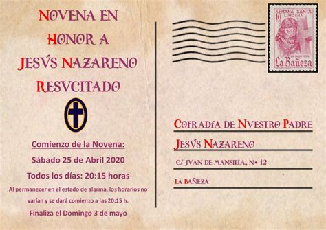 NOVENA A JESÚS NAZARENO RESUCITADO COFRADÍA de NUESTRO PADRE JESÚS