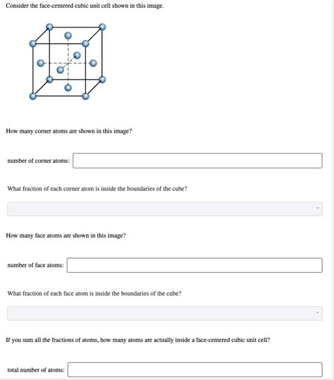 Solved Consider The Face Centered Cubic Unit Cell Shown In