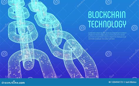 Block Chain Crypto Currency Blockchain Concept 3d Wireframe Chain