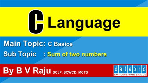 C Language Sum Of Two Integers C Language Tutorial For Beginners Scanf Function Youtube